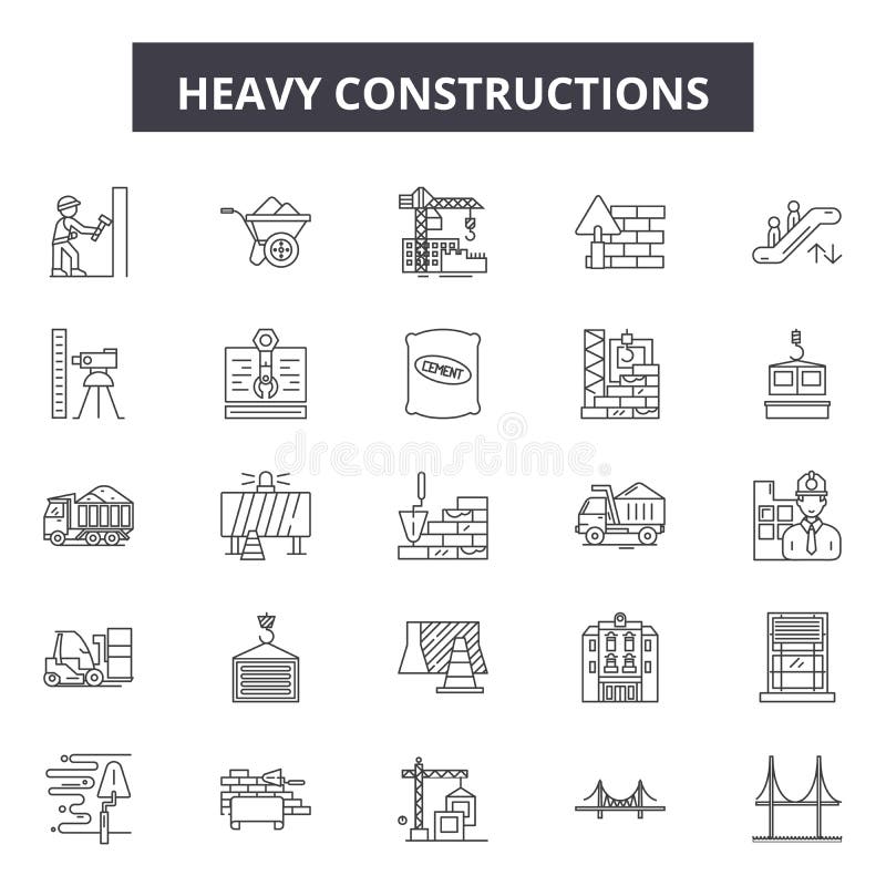 Heavy Constructions Line Icons, Signs, Vector Set, Outline Illustration ...