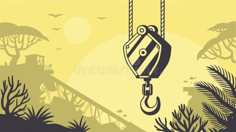 Heavy Crane Hook and Chain, Industrial Construction Tool, Vector Design ...
