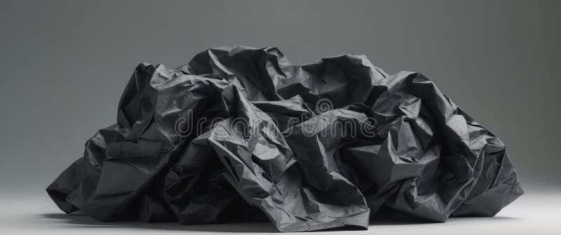 Heavy Crumpled Black Paper Texture in Low Light Background. Stock Image ...