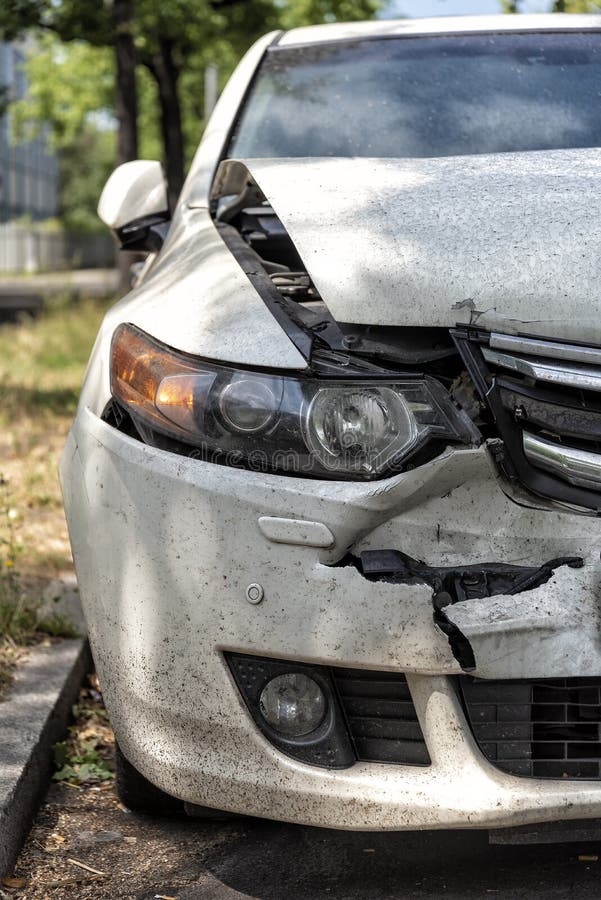 Car at the Roadside after an Accident Stock Image - Image of bumper ...