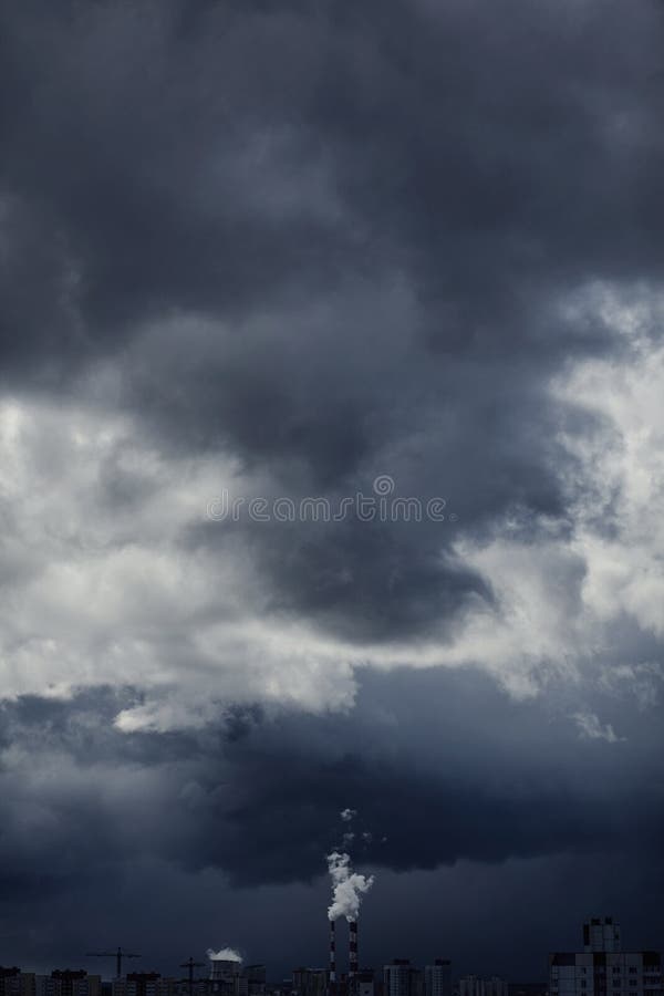 Heavy Dark Clouds Covered Building Stock Photo - Image of finance ...