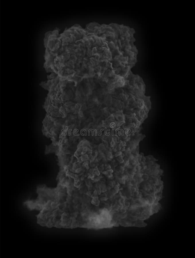 Heavy Dense Smoke Column Isolated on Black Stock Illustration ...