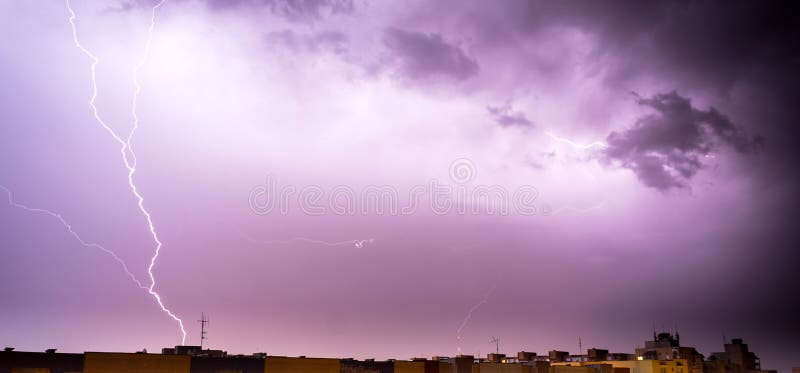 Heavy Dramatic Clouds, Lightning Stock Photo - Image of dark, flash ...