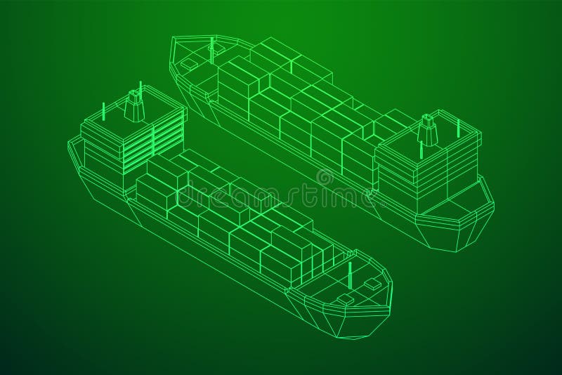 Heavy Dry Cargo Ship of Bulk Carrier Stock Illustration - Illustration ...