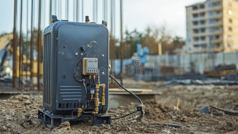 Heavy-duty Air Compressor Operating at Construction Site Industrial ...
