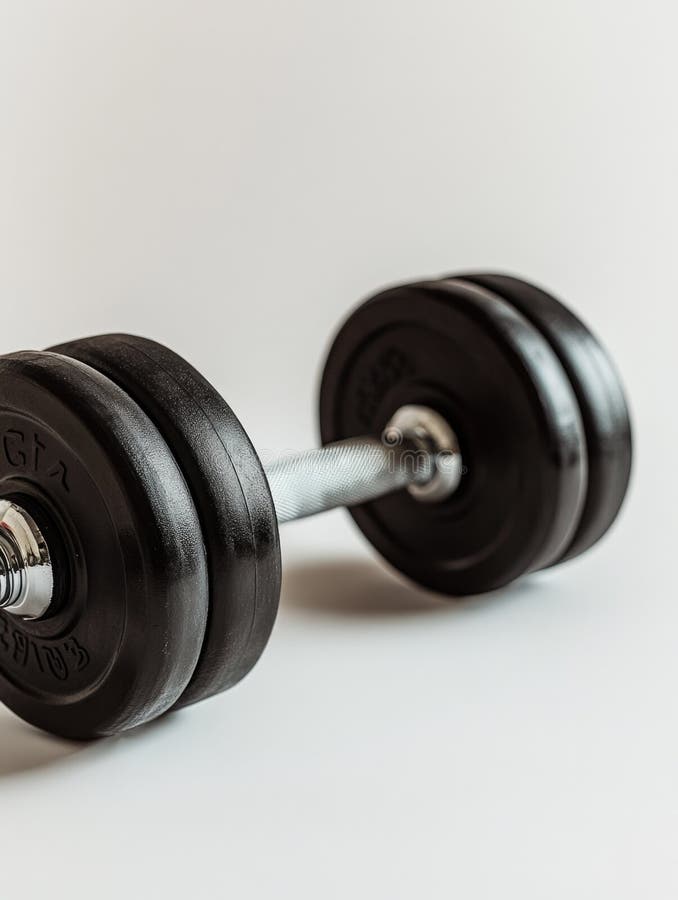 Heavy Duty Black Dumbbell with Silver Plate Stock Photo - Image of ...