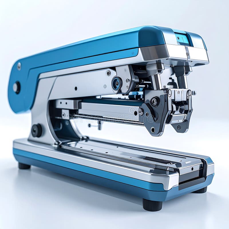 Heavy-duty Blue and Silver Stapler, Showcasing Its Mechanical Design ...