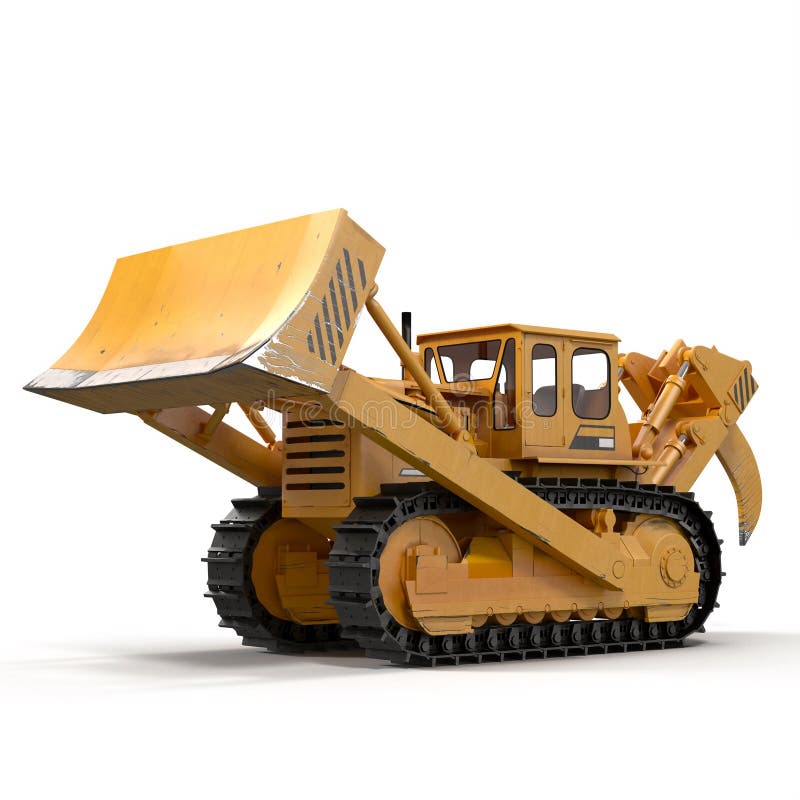 Heavy Duty Bulldozer Isolated on White 3D Illustration Stock ...