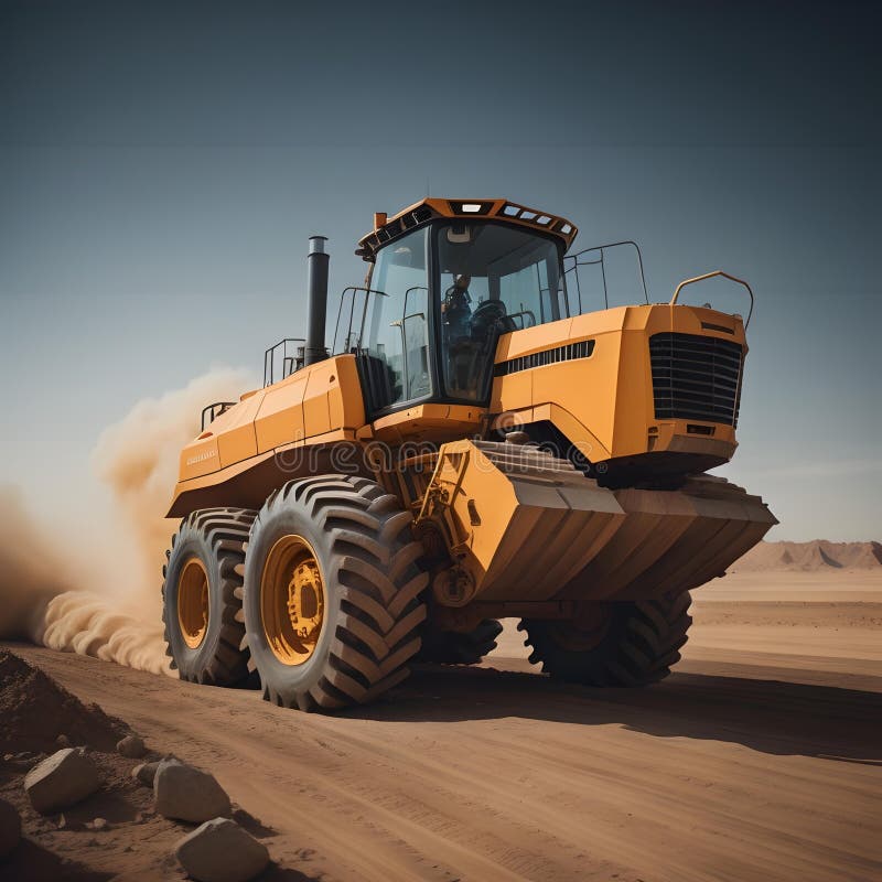 A Heavy Duty Bulldozer Working in the Desert. Generative Ai Stock ...