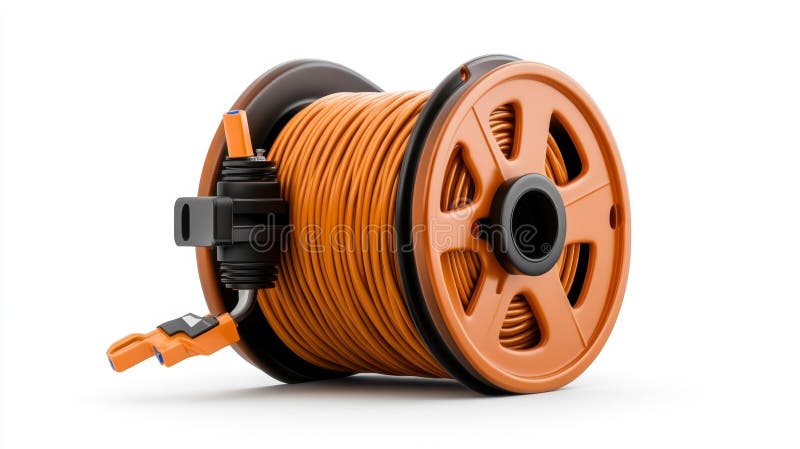 Heavy-Duty Cable Spool with Advanced Features Isolated on White ...