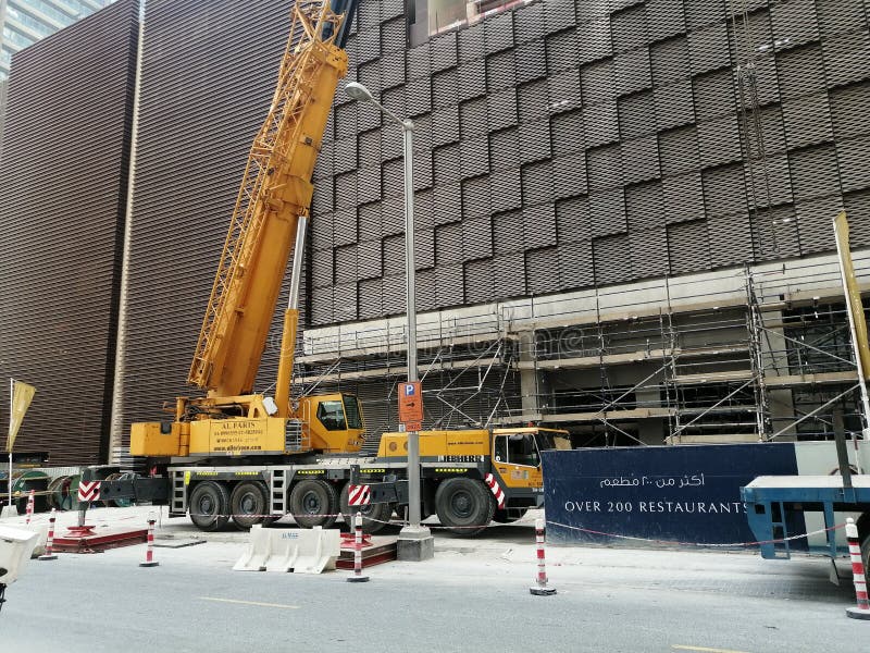 Heavy Duty Crain in Front of Construction Site Editorial Stock Photo ...