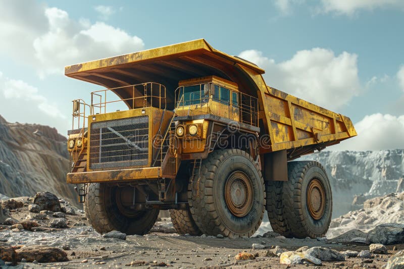 Heavy Duty Dump Truck Navigating Rugged Terrain. Ideal for Construction ...