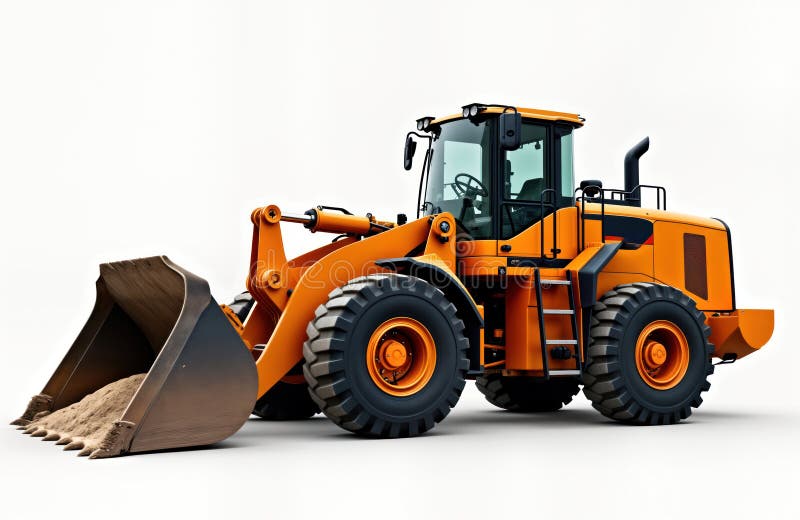 Heavy Duty Front Loader on White Background. Orange Construction ...