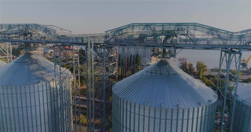 Heavy Duty Hopper Bins. Grain Storage and Grain Handling Stock Video ...