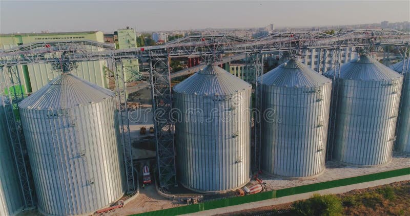 Heavy Duty Hopper Bins. Grain Storage and Grain Handling Stock Footage ...