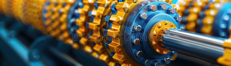 Heavy Duty Industrial Machinery Erection Close-up View of Robust Gear ...