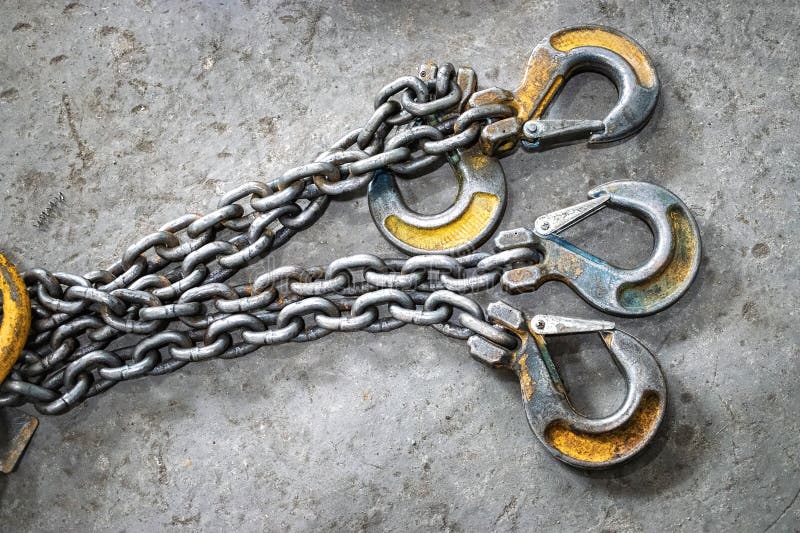 Heavy-duty Lifting Device with Chains and Hooks Used in an Industrial ...
