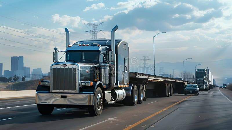 Heavy Duty Long Vehicle on the Highway Stock Illustration ...