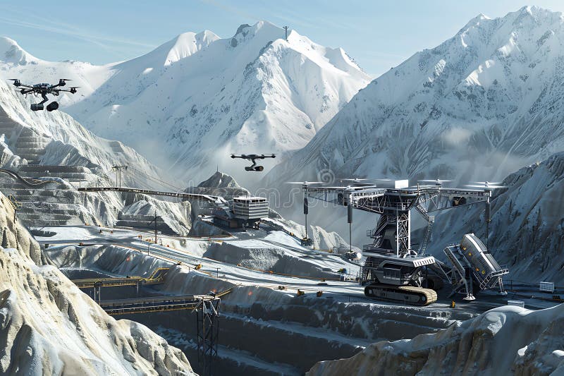 Heavy Duty Machinery at Work in Tough Conditions Stock Illustration ...