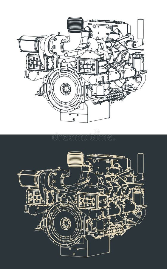 Heavy Duty Marine Diesel Engine Stock Vector - Illustration of ...