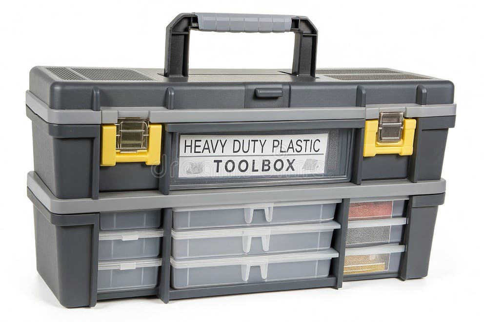 Heavy-duty Plastic Toolbox with Multiple Compartments Stock ...
