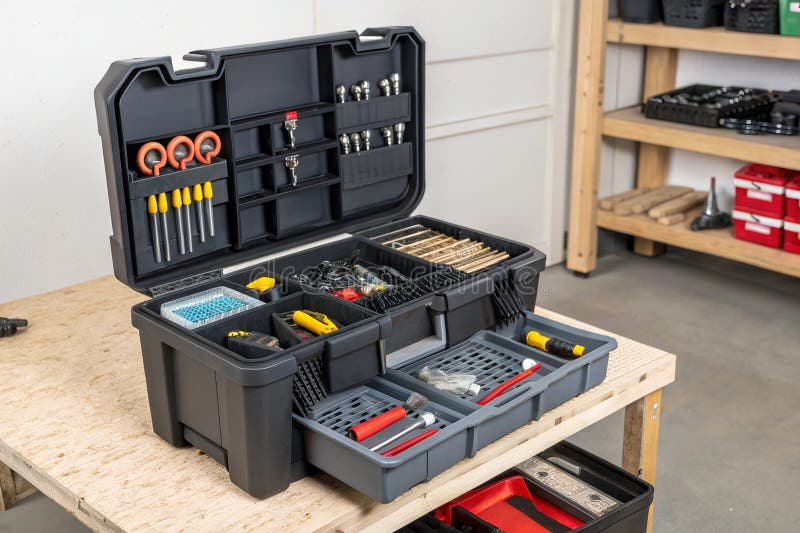 Heavy-duty Plastic Toolbox with Multiple Compartments Stock ...