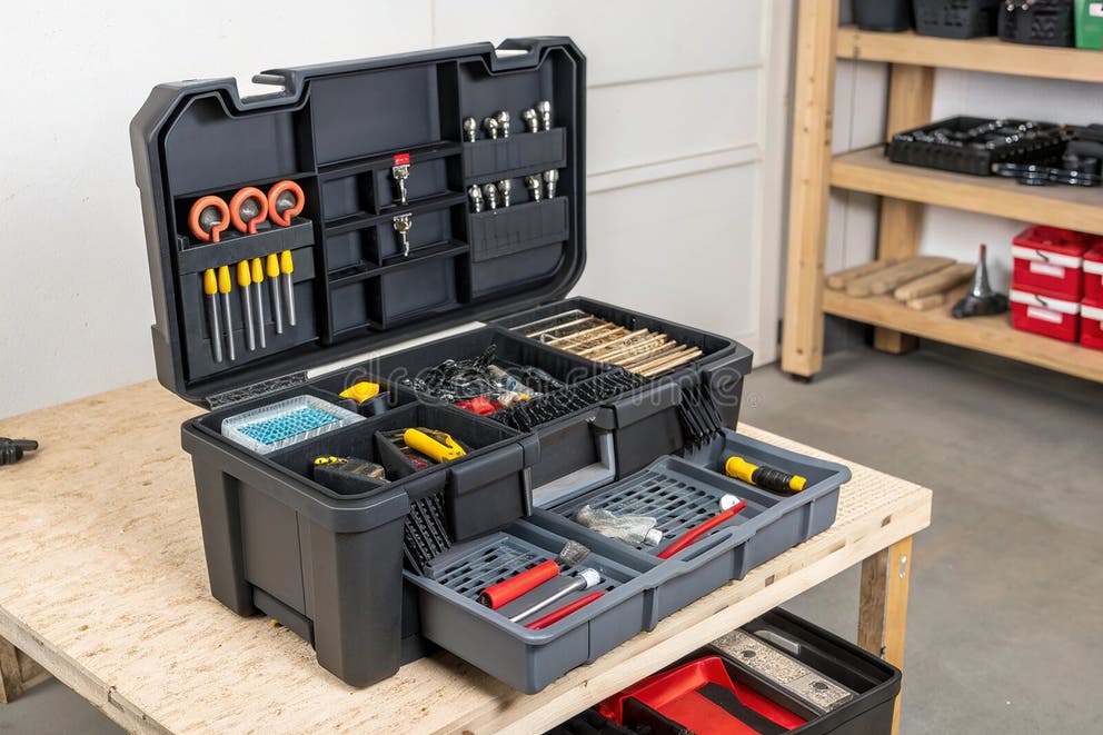 Heavy-duty Plastic Toolbox with Multiple Compartments Stock ...