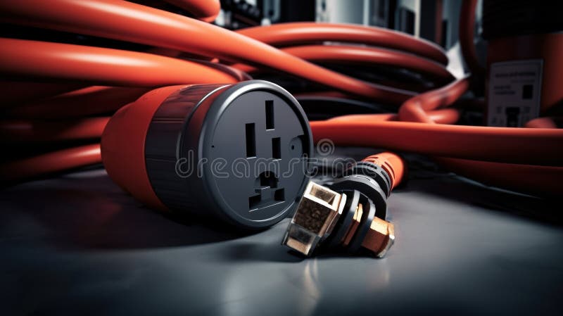 Heavy-Duty Power Cable and Connector Close-Up Stock Illustration ...