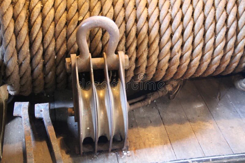 Rope and Pulley Rigging on a Ship Stock Photo - Image of pulley, macro ...