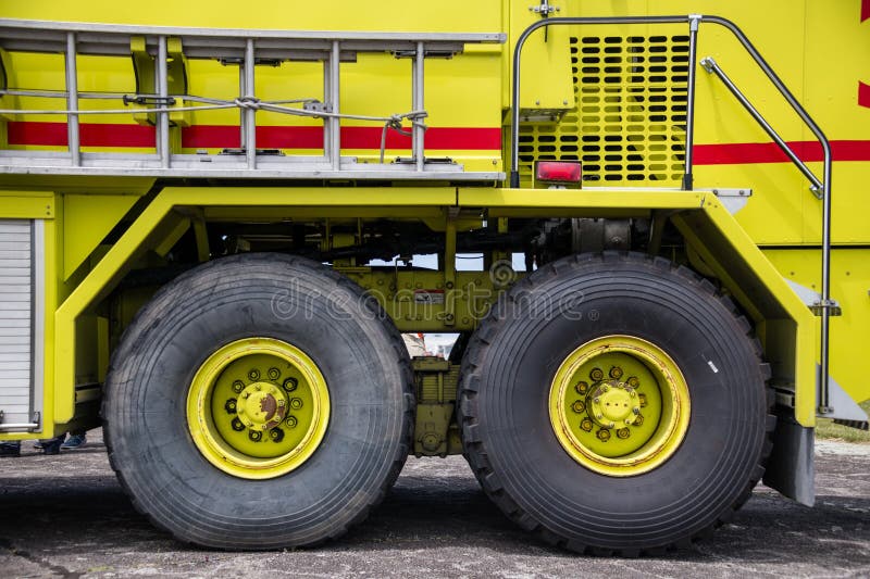Heavy-duty Tires on a Massive Industrial Vehicle at a Construction Site ...