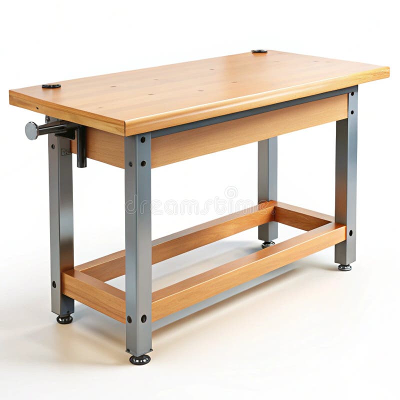 Heavy-Duty Workbench Table Isolated on White Background Stock ...