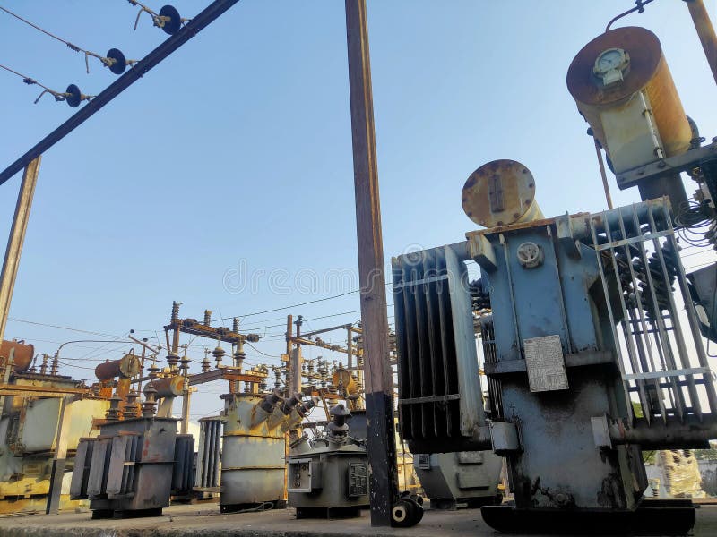 Transformers and Many Electrical Equipments in a Small Power Hub Stock ...