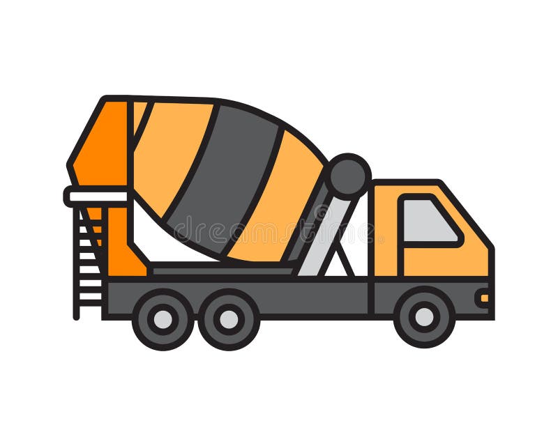 Concrete Mixer Vector Illustration Design. Heavy Construction Machines ...