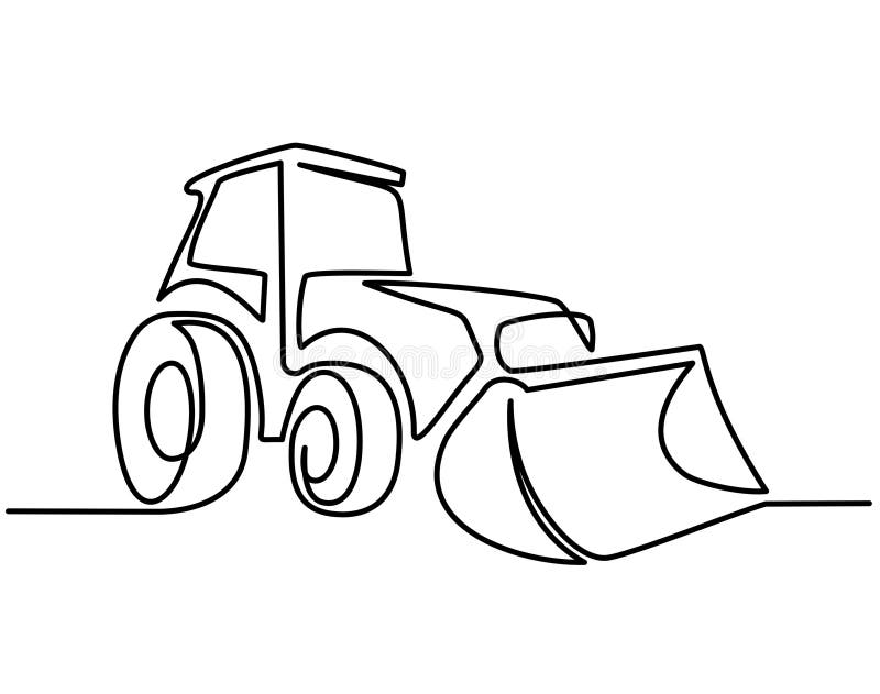 Heavy Equipment Bulldozer Tractor. Continuous One Line Drawing Stock ...