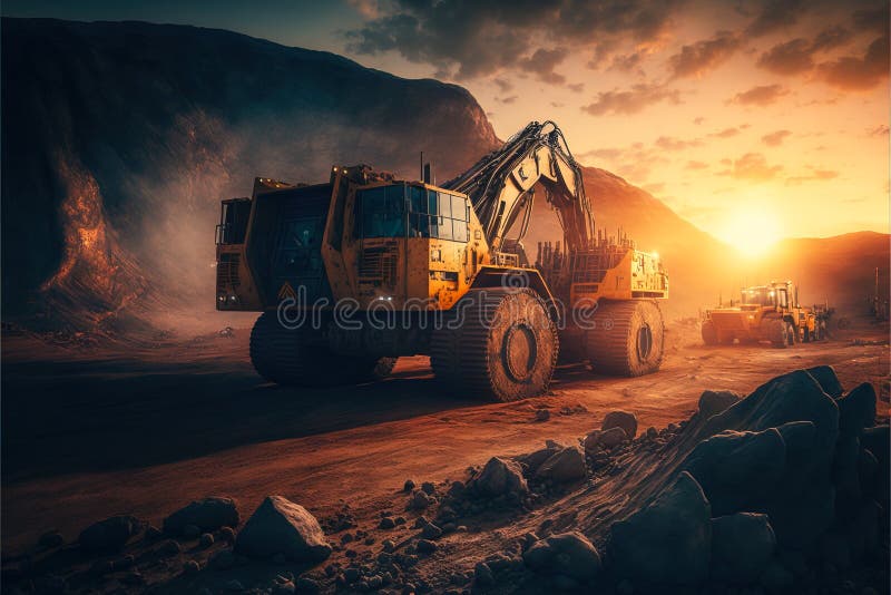 Heavy Equipment Digging at a Coal Mining Operation. Stock Illustration ...
