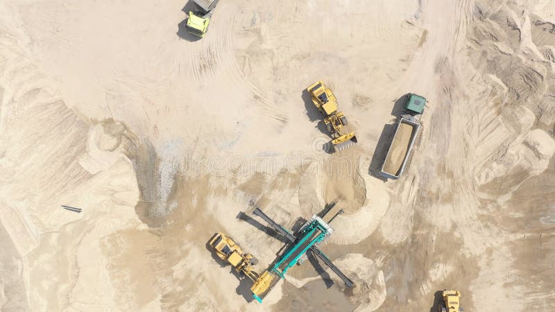 Aerial View of a Semi Trucks with Cargo Trailers Standing on Warehouses ...