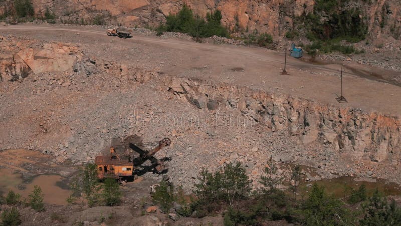 Heavy Equipment and Quarry Operations in Stone Mining Stock Footage ...