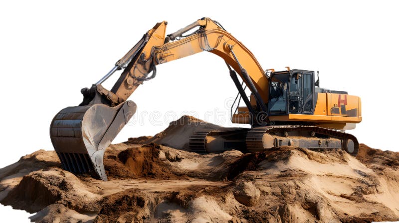 Heavy Excavator Digging in Sand, Engineering Equipment in Action Stock ...