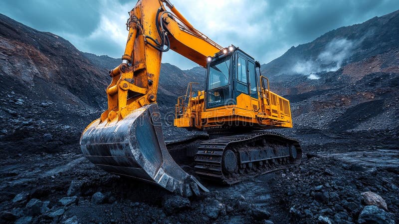 Heavy Excavator in an Open-pit Mine - Generative Ai Stock Illustration ...