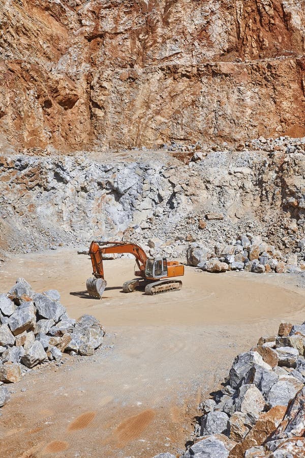 Heavy Excavator on a Quarry. Excavation Machinery. Earthmover Work ...