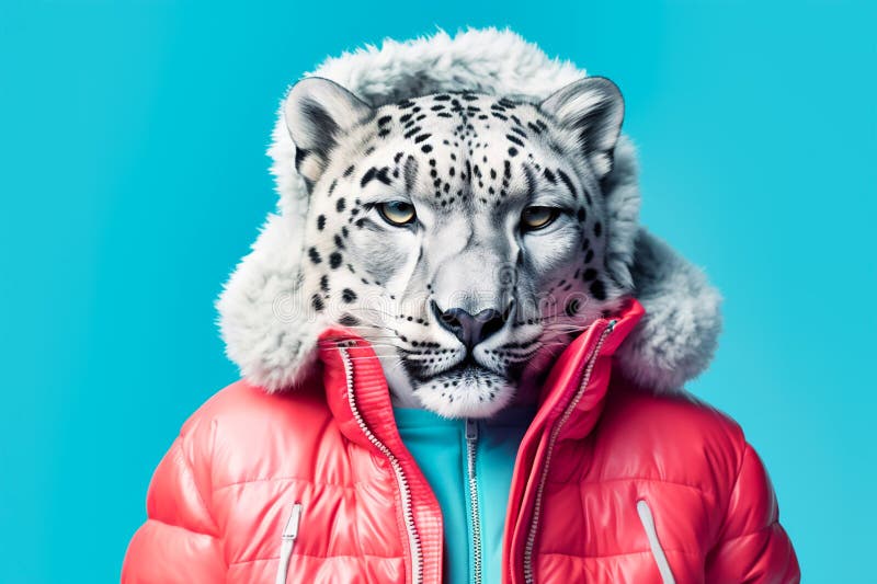 Heavy Fun Snow Leopard Anthropomorphic Bright, Generative AI Stock ...