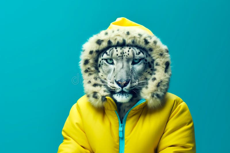 Heavy Fun Snow Leopard Anthropomorphic Bright, Generative AI Stock ...