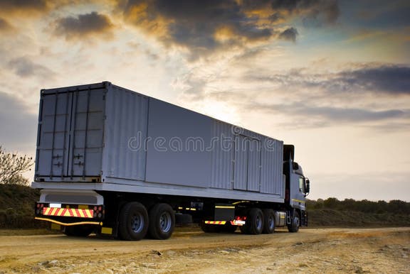 Heavy Goods in Transit - Rear View Stock Image - Image of freight ...
