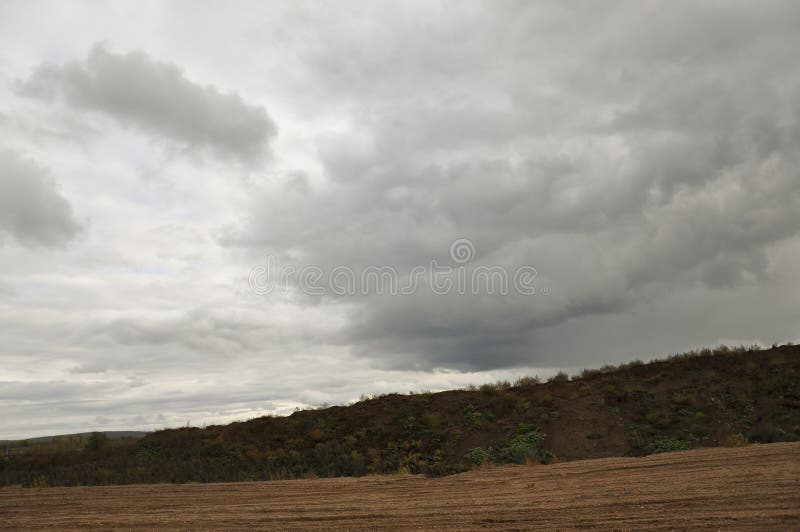Heavy Grey Clouds in the Cold Autumn Sky Over Rivers, Fields, Forests ...