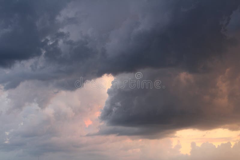 Heavy Grey Storm Clouds Texture with Orange Color Stock Image - Image ...