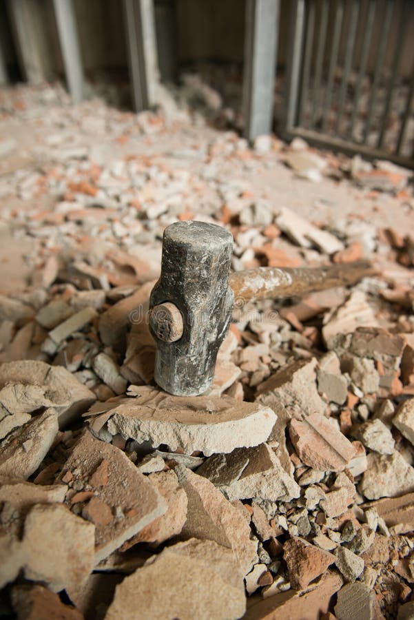 Heavy Hammer Destroy the Wall Stock Photo - Image of site, tool: 56429410