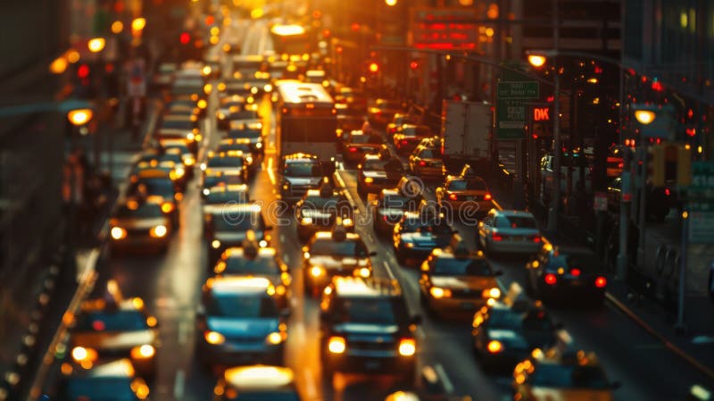 Heavy Highway Congestion during Morning and Evening Rush Hour. Stock ...