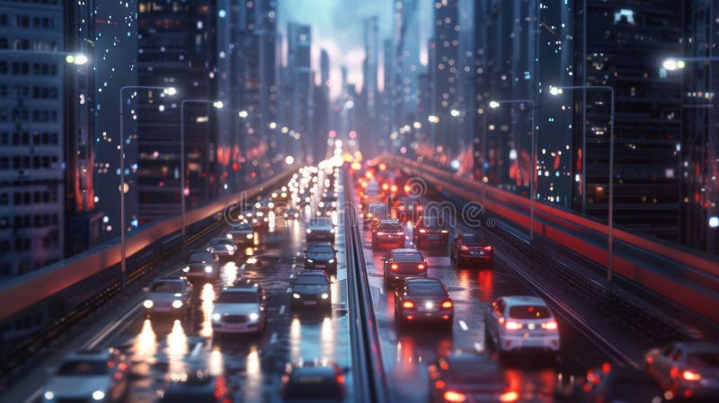 Heavy Highway Congestion during Morning and Evening Rush Hour. Stock ...