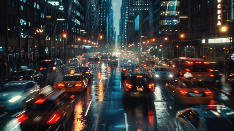 Heavy Highway Congestion during Morning and Evening Rush Hour. Stock ...