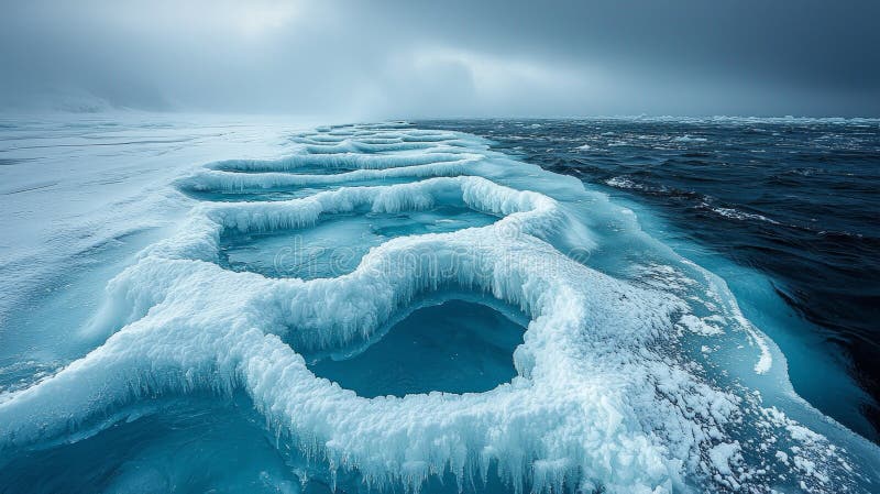 Heavy Ice Accumulation Forms Complex Structures Lake Surface As Snow ...